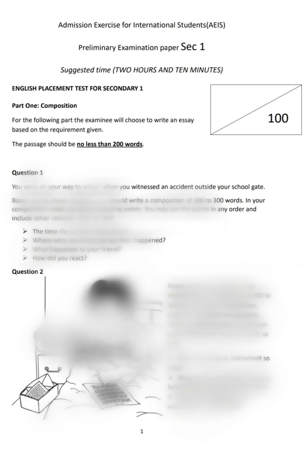 AEIS Exam Paper Sec1 - AEIS Exam Paper