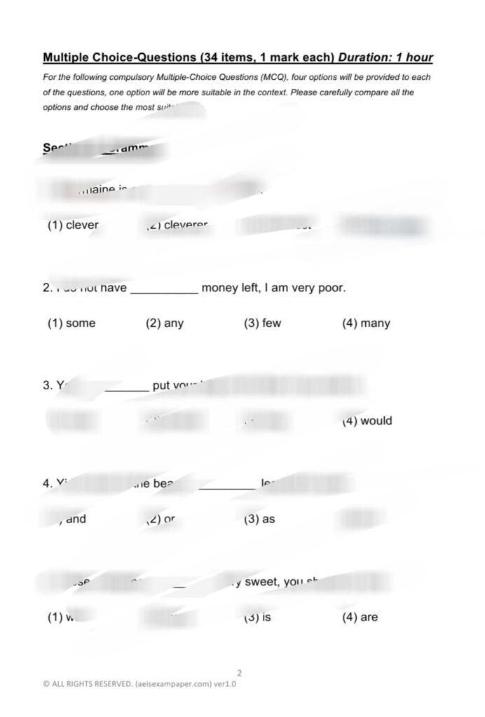 AEIS Exam Paper P2 Past Year - AEIS Exam Paper