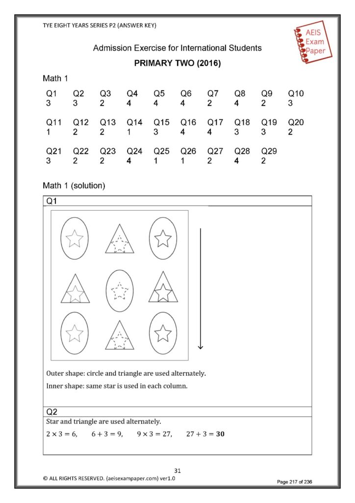 AEIS Exam Paper P2 (8 Years Series) Past Year - AEIS Exam Paper