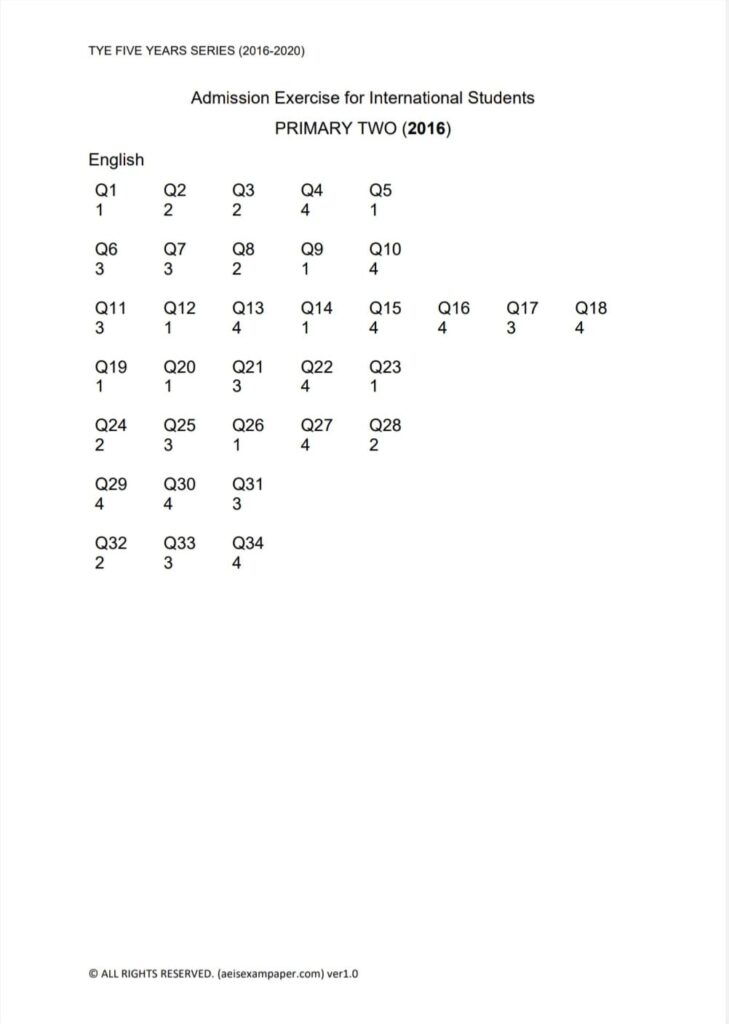 AEIS Exam Paper P2 (2016 - 2023) Past Year - AEIS Exam Paper