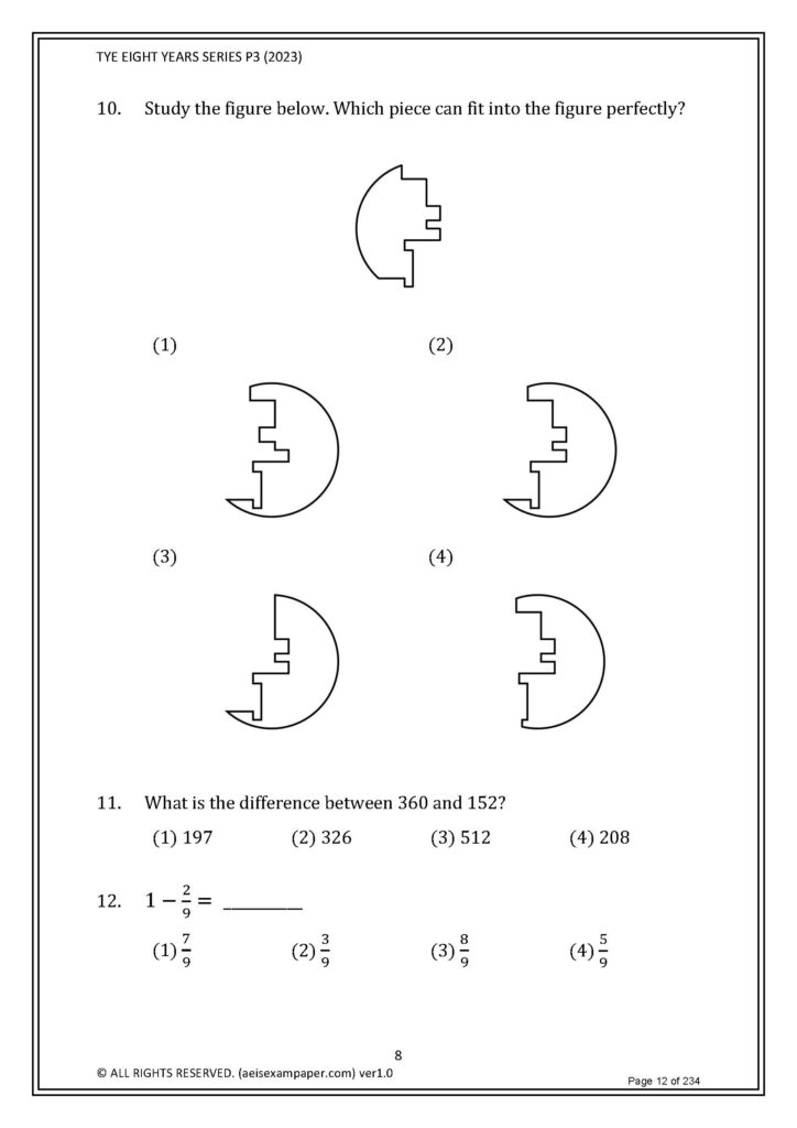 AEIS Exam Paper P3 (8 Years Series) Past Year - AEIS Exam Paper