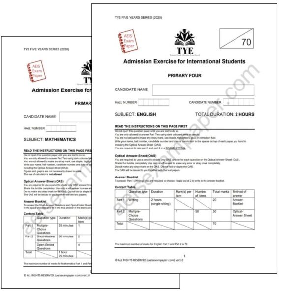 AEIS Test Paper for Primary & Secondary - AEIS Exam Paper