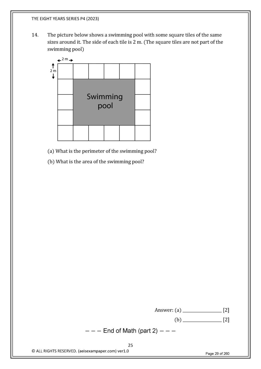 AEIS Exam Paper P4 (8 Years Series) Past Year - AEIS Exam Paper