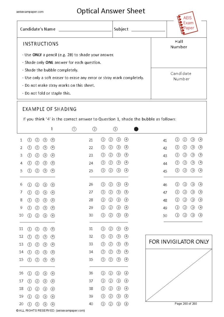 AEIS Exam Paper P4 (8 Years Series) Past Year - AEIS Exam Paper