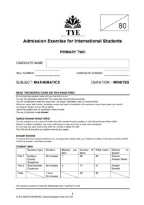 AEIS Exam Paper Math P2 (2016 - 2021) Past Year - AEIS Exam Paper