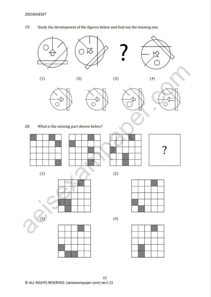 AEIS Exam Paper Sec1 (2016 - 2020) Past Year - AEIS Exam Paper