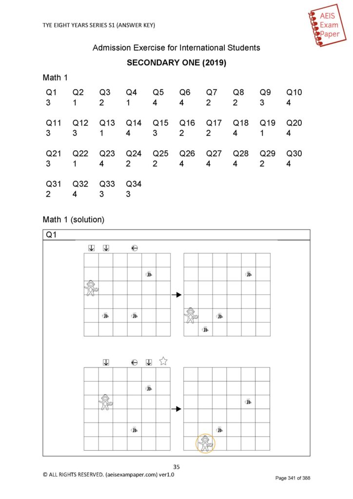 AEIS Exam Paper Math Sec1 (8 Years Series) - AEIS Exam Paper