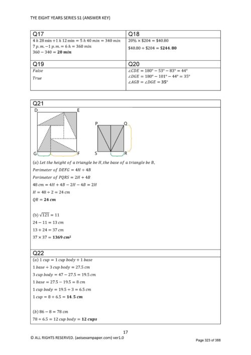 AEIS Exam Paper Math Sec1 (8 Years Series) - AEIS Exam Paper