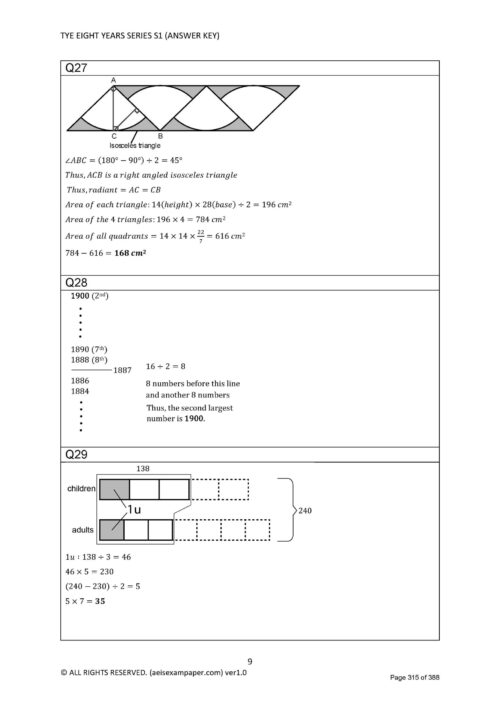 AEIS Exam Paper Math Sec1 (8 Years Series) - AEIS Exam Paper