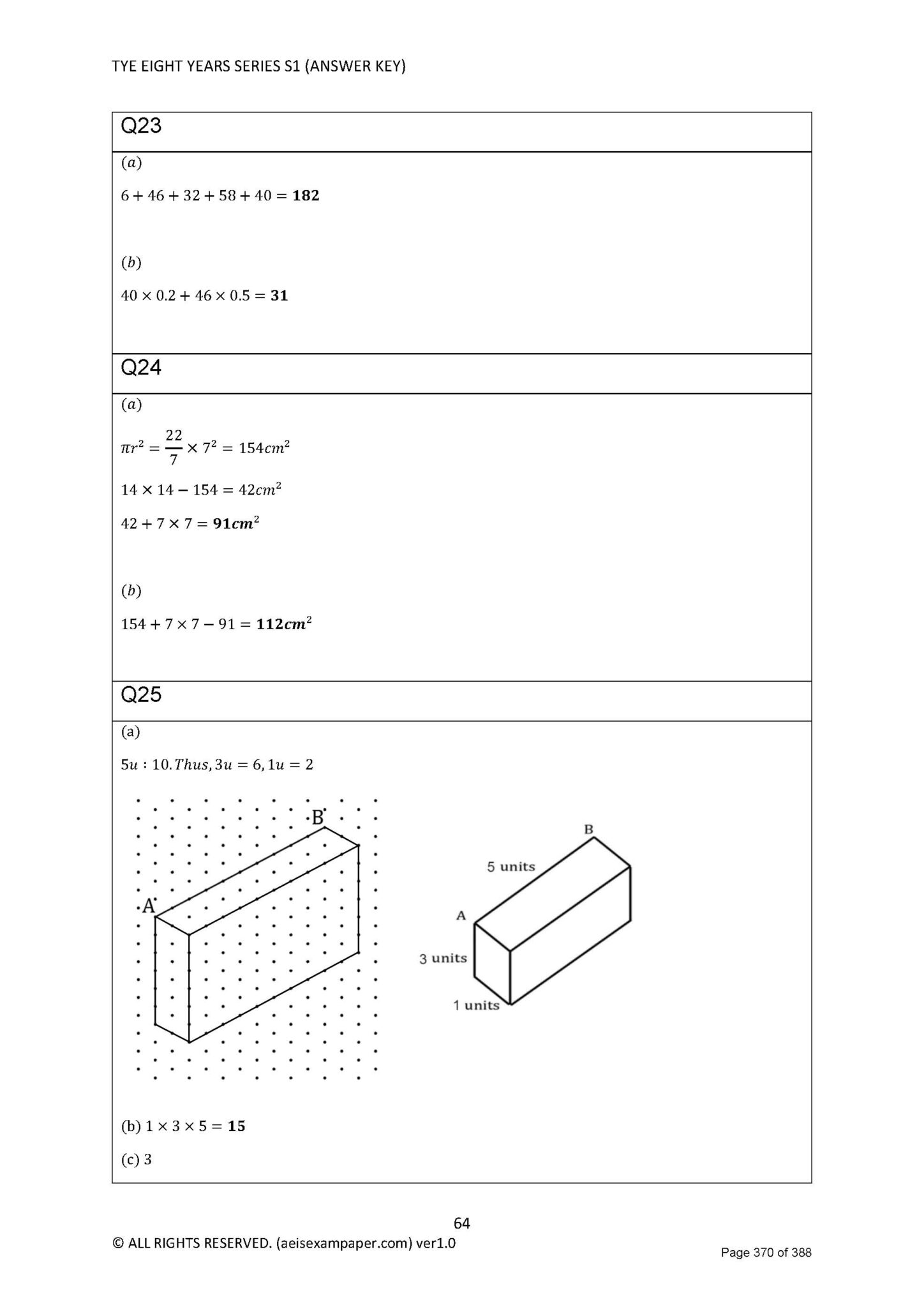 AEIS Exam Paper Math Sec1 (8 Years Series) - AEIS Exam Paper