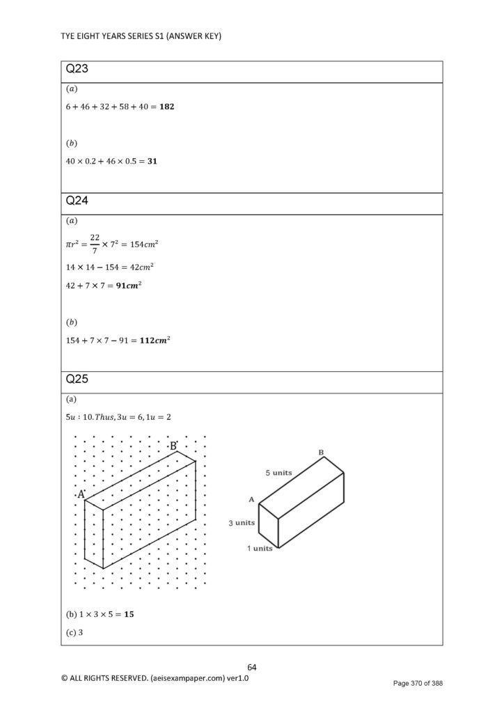 AEIS Exam Paper Math Sec1 (8 Years Series) - AEIS Exam Paper
